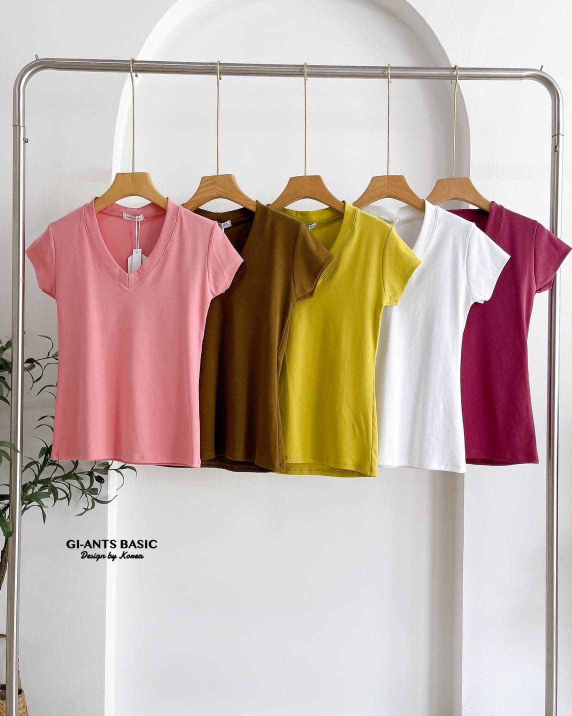 GI-ANT Basic Women Top V Neck (Golden Oak)